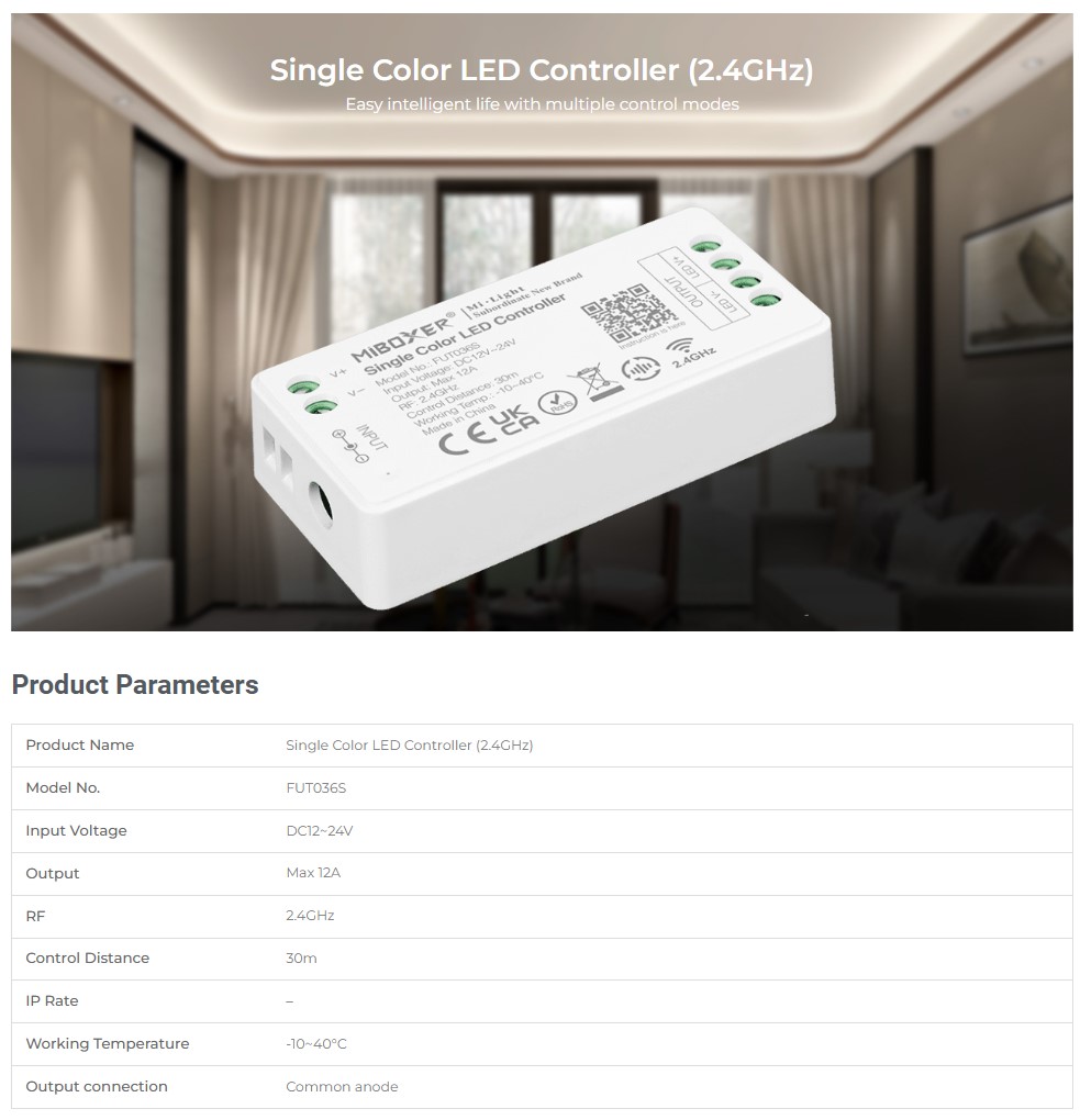 LED Dimmer Control 4zone 12A RF Mi-light V.2s